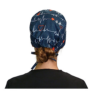 Sparkling EARTH Heartbeats on Navy - Unisex Classic Surgical Style Scrub Working Cap - Built in Sweatband- 100% Cotton - Made in The USA!