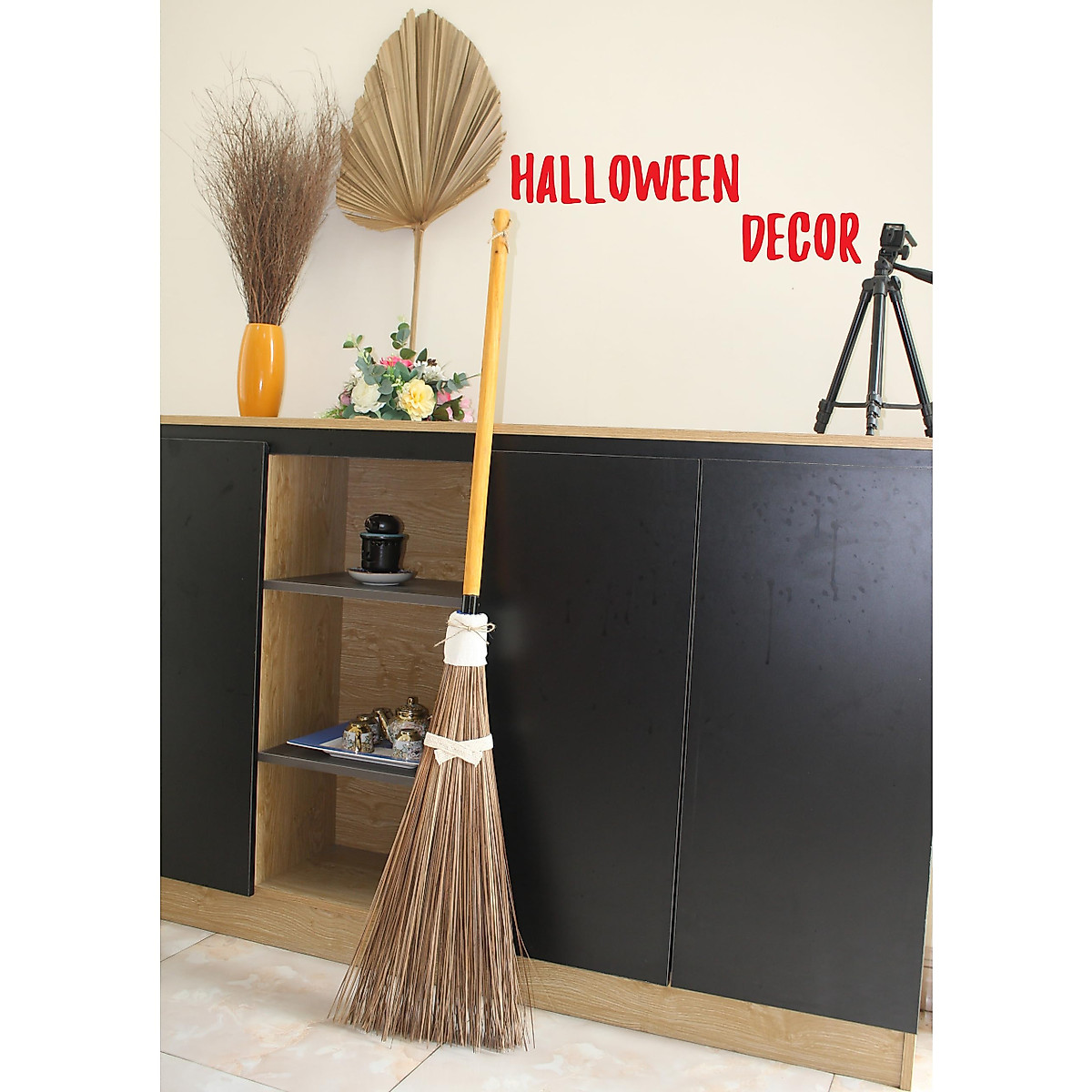 Nekenky Coconut Broom - 55 Inches Length, Heavy Duty Broom, Garden Broom, Natural Broom, Outdoor Broom, Garage Broom, Hard Floor Broom, Outdoor Brooms for Sweeping Patio