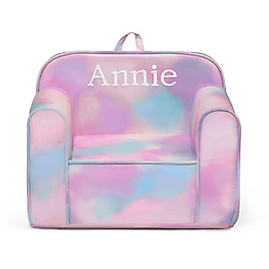 Delta Children Personalized Cozee Chair – Customize with Name – Foam Kids Chair for Ages 18 Months and Up, Tie Dye
