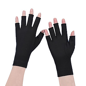 Holiberty Women Sun Protection Fingerless Gloves Summer Silky Cool Thin Cycling Gloves Stretch Touchscreen UV Driving Gloves for Ladies