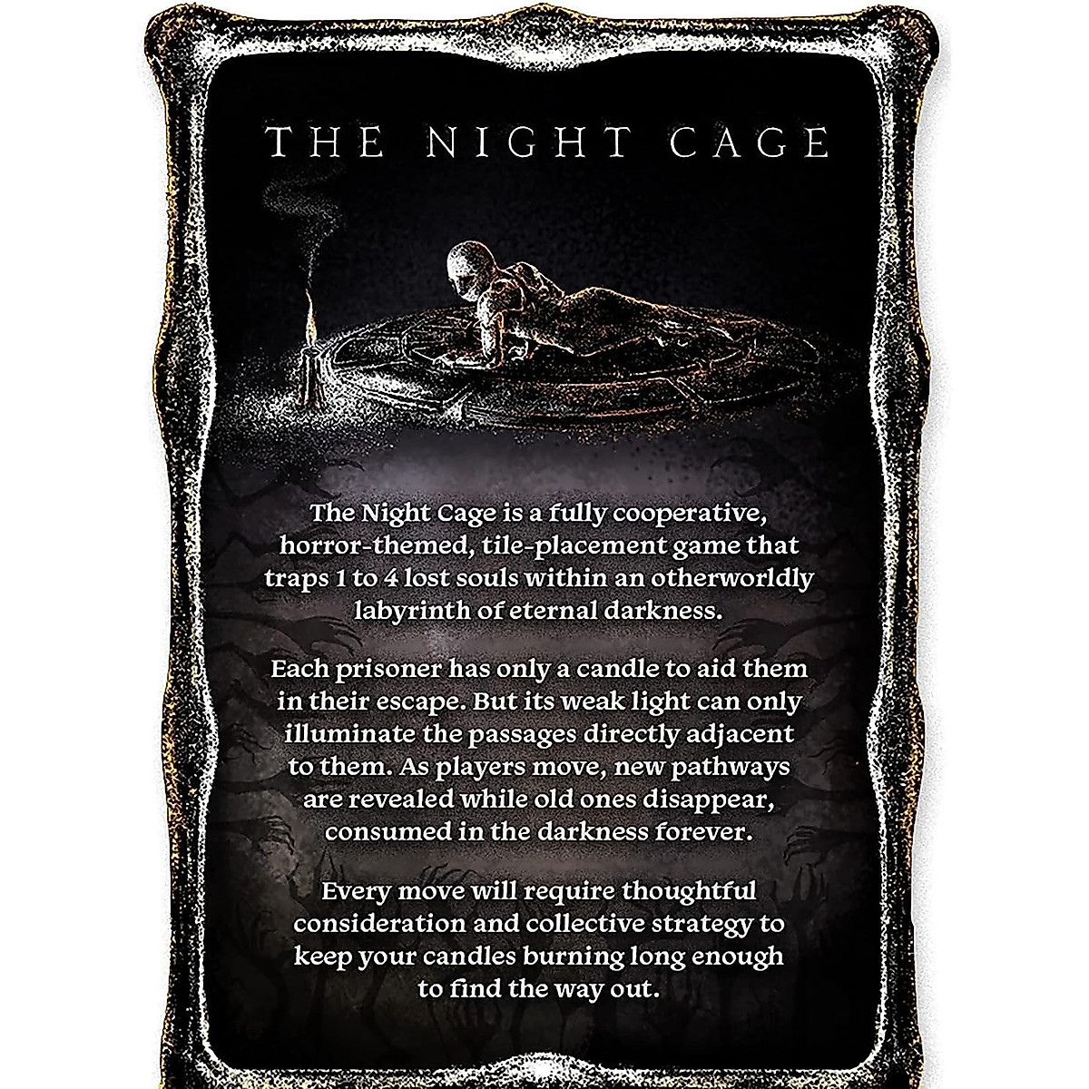 The Night Cage by Smirk and Dagger, a Spooky Cooperative Strategy Game, 1-5 Players Lost in a Dark Maze with only a Candle, Fun Horror Themed Tile Laying and Perfect for Game Night, Adults, Teens 14+