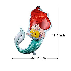 ALLPICK Little Mermaid Balloons Party Supplies Princess Mermaid 5th Birthday Balloon Bouquet Decorations (Mermaid 5th Birthday), Transparent