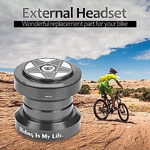 VGEBY Headset, Bike Bearing Headset Solid Aluminum Alloy Tapered Stack Headset Head Tube Straight Steerer Fork Bearing(Black) 1 1/8 Headset Threadless 1 1/8 Headset Threadless