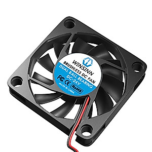 WINSINN DC 60mm Fan 24V 6010 Dual Ball Bearing Brushless Cooling 60mmx10mm 2PIN (Pack of 2Pcs)