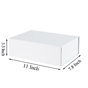 FOCCIUP 11x7.8x3.5 Inches White Gift Box with Magnetic Lid Collapsible Groomsman Shirt Boxes for Clothes Gift Wrap