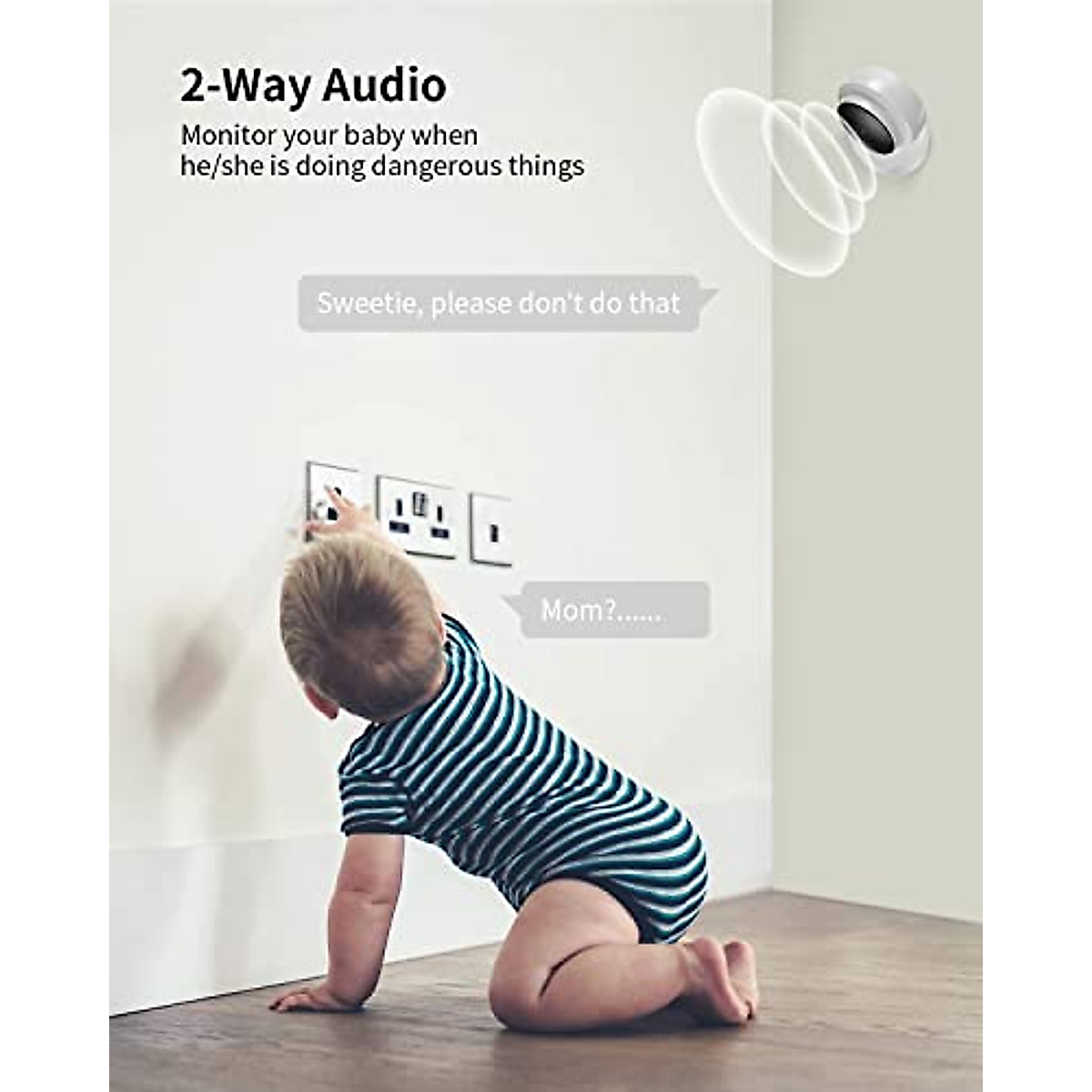 BJS 1080P Indoor Camera for Child/Elder/Nanny/Pet, Home Camera with Infrared Night Vision and 2-Way Storage, Motion and Sound Detection, White (BM-A-2)