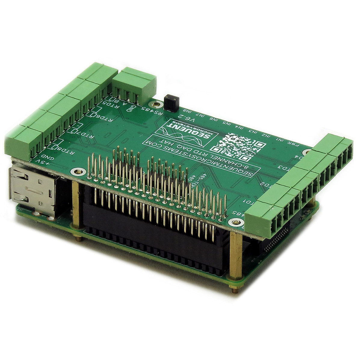 RTD Data Acquisition 8-Layer Stackable HAT for Raspberry Pi