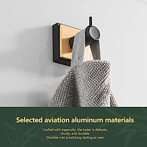 Sino Salected Bamboo Coat Hooks Wall Mounted Chocolates - 3 Pack Heavy Duty Towel Hooks for Wall Hanging Wood Black Rustproof Coat Rack Wall Mount Wall Hooks Bag Key Hat Hanger