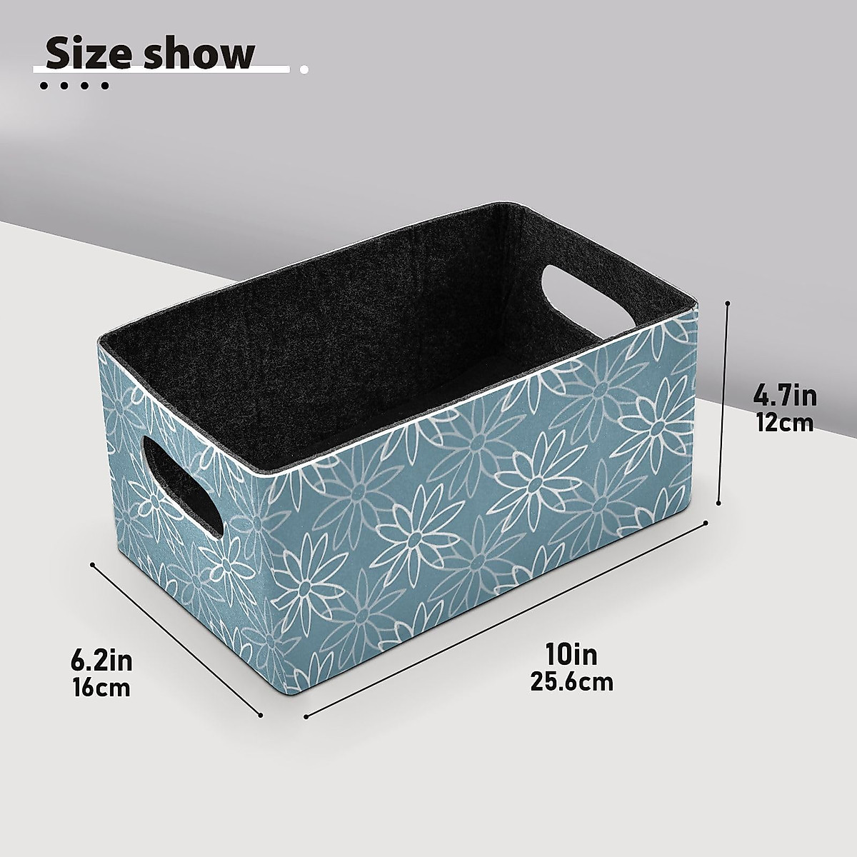 Pfrewn Eggshell Blue with Line Art Daisies Storage Bins Baskets for Organizing Fabric Foldable Storage Boxes Bag Collapsible Closet Shelf for Shelves Nursery Toys Office, 2 Pack