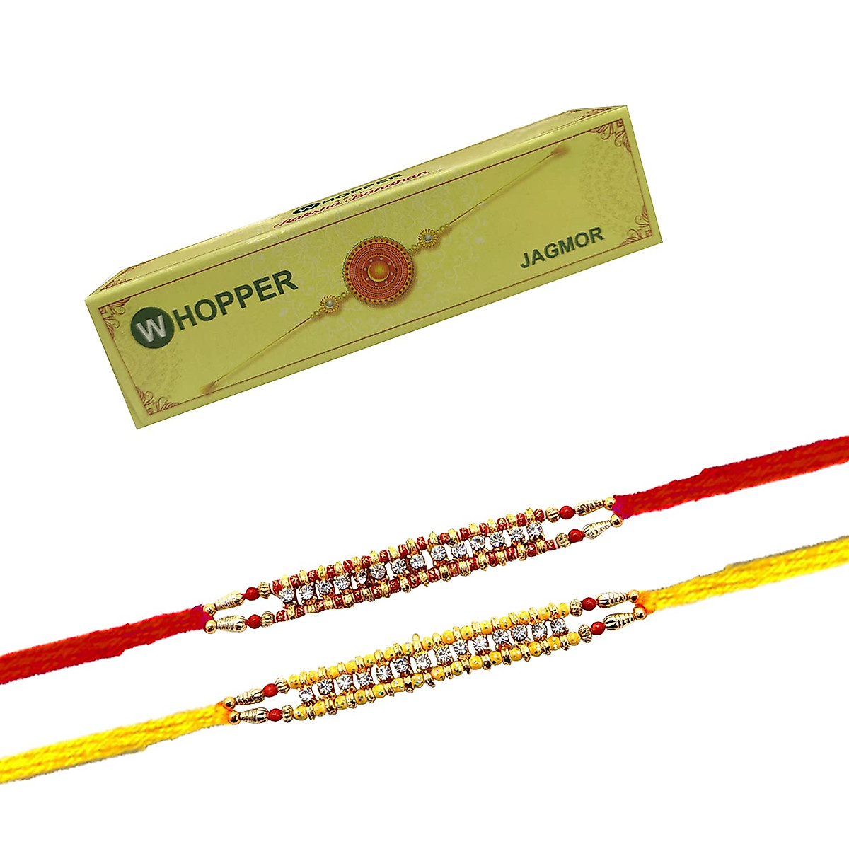 WhopperIndia Set of 2 14 Stone Rakhi | Rakhi Bracelet | Raksha bandhan Rakhi | Rakhi for Brother | Rakhi for Sister | Rakhi for Bhaiya | Rakhi for Bhabhi | rakhi for boys | Indian Rakhee | Rakhdi