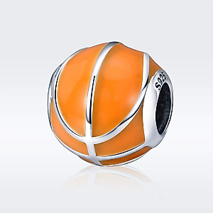 CZVIVIRY Sport Bead Charms 925 Sterling Silver USA Rugby Football Basketball Volleyball Golf Club Bat Mitten European Charm Bracelet (Basketball)