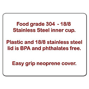 Mugzie "Football" Stainless Steel Travel Mug with Insulated Wetsuit Cover, 20 oz, Black