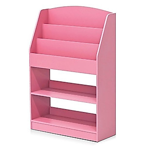 FURINNO 5-tier Kidkanac Magazine/Bookshelf With Toy Storage, Pink
