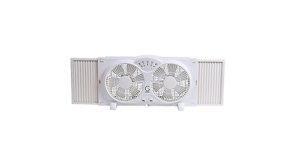 Genesis Twin Fan High Velocity Reversible Window Fan with Thermostat