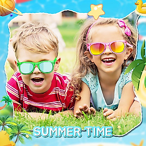 Kids Sunglasses Party Favors - 24 Packs Sunglasses Bulk for Kids with UV400 Protection in Bulk for Boys and Girls，Neon Sunglasses for Kids Birthday Graduation Party Gift