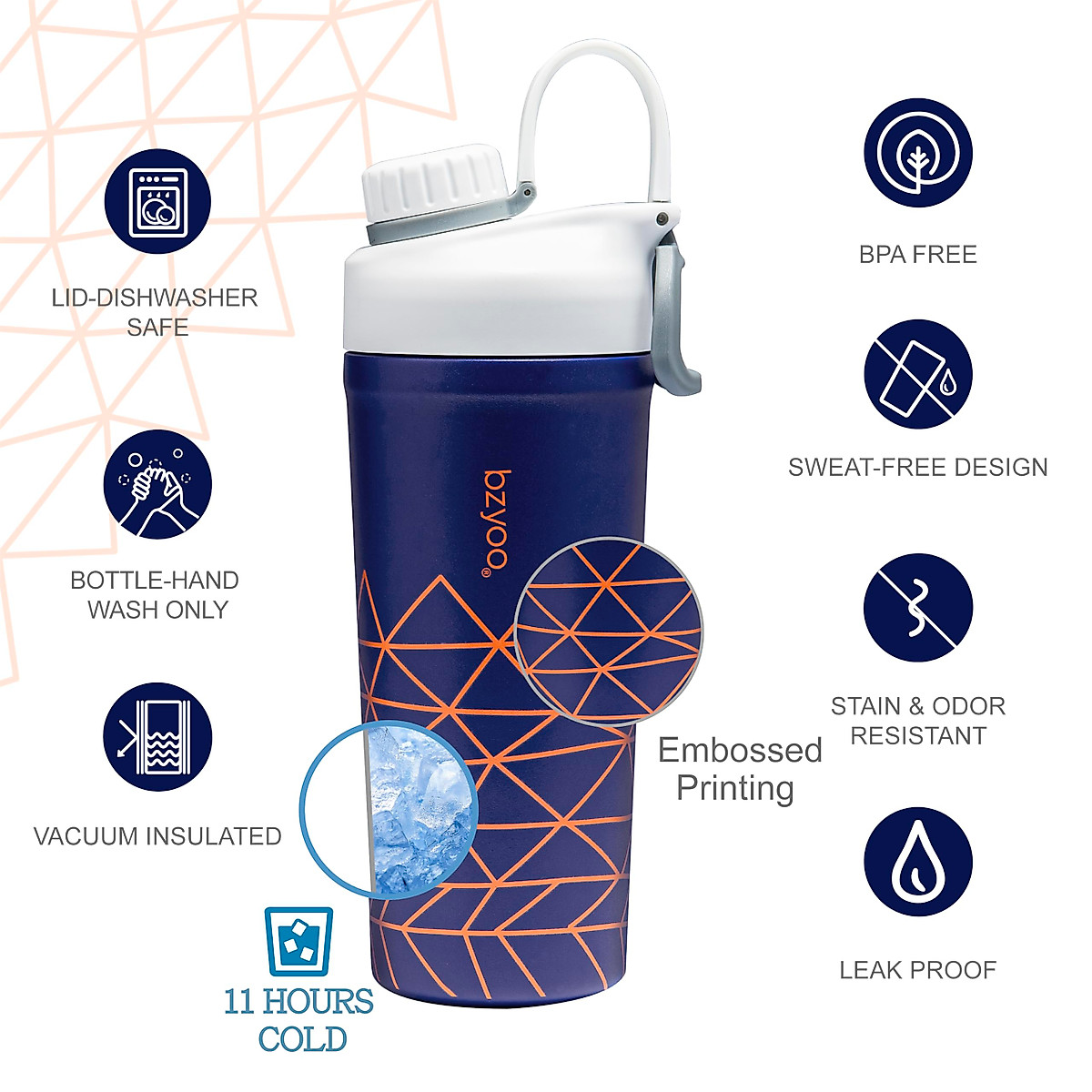 bzyoo 26oz Double-Walled Stainless Steel Insulated Tumbler with Straw Leak Proof Ideal for Smoothies, Ice Tea or Coffee Includes Mixer Ball BPA Free - Spidy Blue