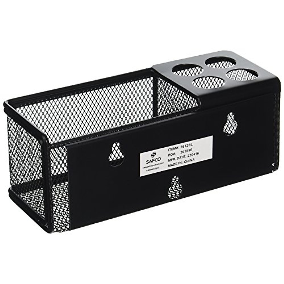 Safco Products Onyx Mesh Marker Organizer Basket – Steel Mesh with Durable Powder Coat Finish – 8”W x 3.25”D x 3”H – Magnetic Back – Includes Wall Mounting Hardware - Perfect for Office & Classrooms