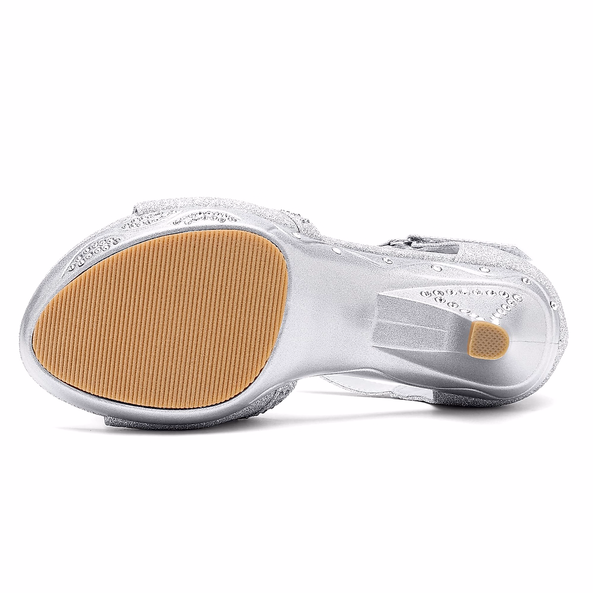 DREAM PAIRS Girls Low Heel Dress Pump Sandal Ankle T Strap Flower Silver - 2 Little Kid