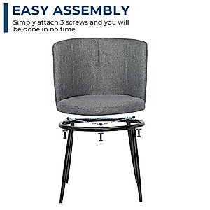 VINGLI Grey Dining Chairs Set of 2,Mid Century Modern Kitchen&Dining Room Chairs,Upholstered Fabric Dining Room Armless Chair for Home Kitchen,Living Room