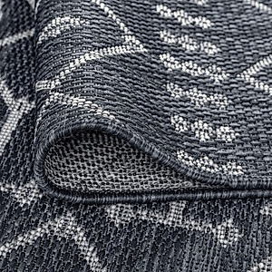 Charcoal Jute Large Water Resistant Indoor Outdoor Rug 8x10 for Entryway Patio Deck Garden Outside Porch Hallway Entry Way Living Room Bedroom Carpet Alfombras para Exteriores