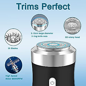 Opdooke Mini Electric Razor for Men,Wet and Dry Electric Shavers for Women,30 Day battery life,Powerful Shaver used for face chest leg Shaving,Travel Size Toiletries for travel car home,Black