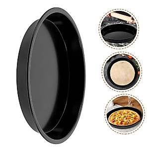 SHOWERORO Steel Cake Tray Pizza Pans Microwave Pizza Pan Pie Baking Tray 8 Inch Cake Pans Pizza Round Plate Crisper Pan Nonstick Bakeware Seafood Grill Pan Carbon Steel Oven Baking Pan