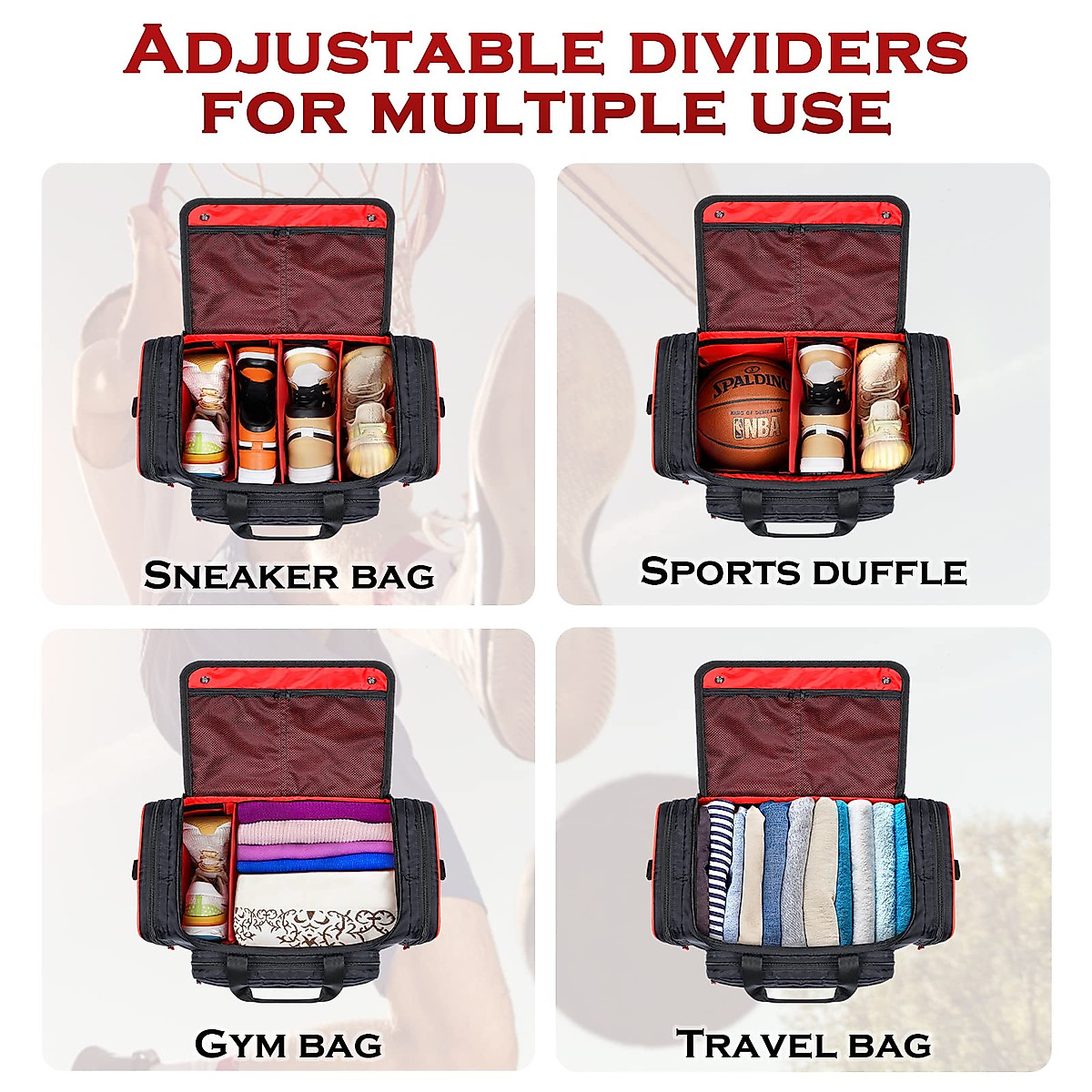 Mancro Padded Sneaker Bag, Sneaker Travel Bags fit 4 Pairs, Waterproof Sneaker Duffle Bags with Insulated Pocket, Sports Gym Bag for Basketball, Shoes, Cloth, Outdoor Sports Bag, Sneakerhead Gifts