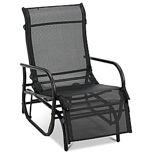 AHB Outdoor Glider Chairs Porch Gliders for Outside Patio Metal Frame Swing Glider Chair with Breathable Mesh Fabric for Backyard Garden Porch