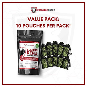 Predator Guard Repellent for Rodent Plant Pouches - Protect Gardens, Vehicles, and Homes from Rats, Squirrels, Possums, and Raccoons - Natural Ingredients - 10 Pack