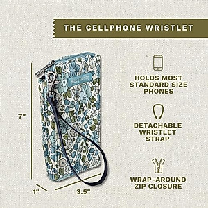 Bella Taylor Cell Phone Wristlet Wallet for Women with Smartphone Pocket and RFID Protection, Delicate Floral Blue