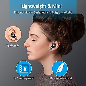Wireless Earbud, Bluetooth Headphones 5.3 NEW 40H Ear Buds Bass Stereo Earphones Noise Cancelling Earbud with 4 ENC Mic in-Ear Bluetooth Earbud USB-C LED Display IP7 Waterproof Sport for Android iOS