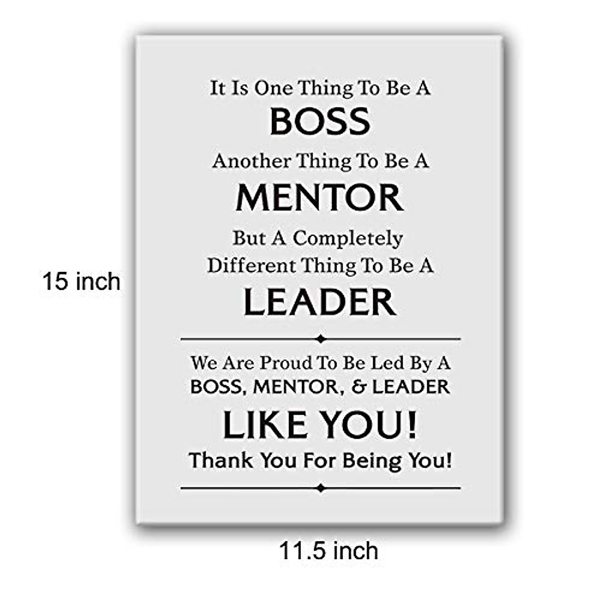 Thank You Boss Gift Canvas Wall Art -It is One Thing to Be A Boss Sign - Boss Appreciation Canvas Wall Art Gifts - Easel & Hanging Hook 11.5x15 Inch