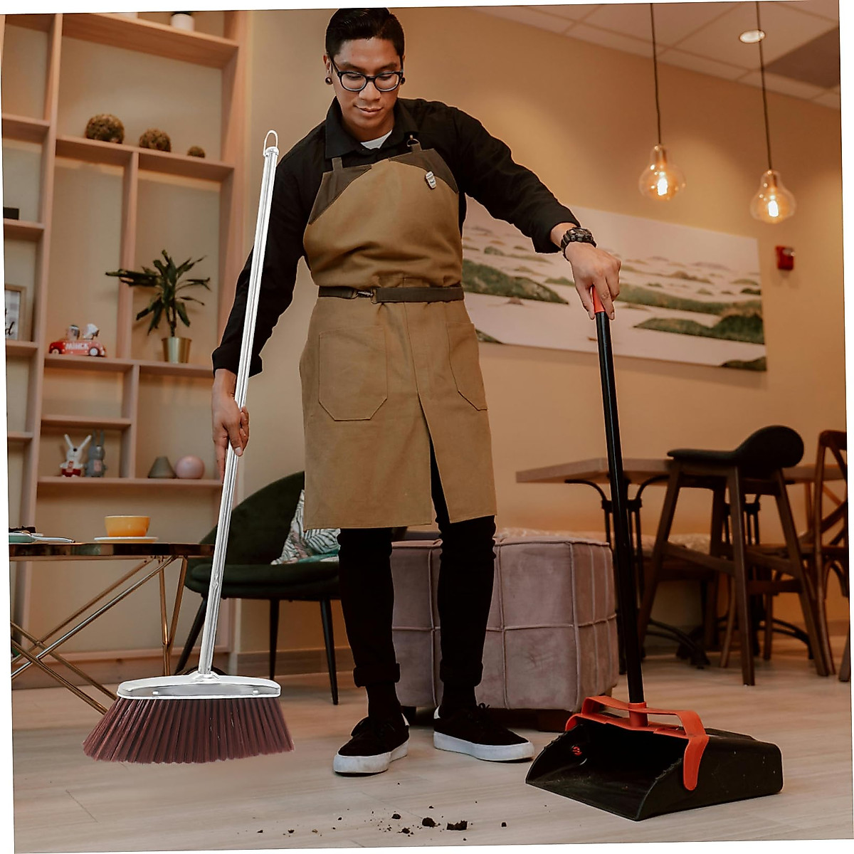 HONMEET Cleaning Broom Cleaning Supply Outdoor Broom Lawn Sweeper Broom Indoor Ladlebroom Floor Sweeper Broom Home Cleaning Equipment Thick Broom Sweeping Tool Brooms Pet Stainless Steel