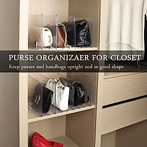 LARENNT 2 Pack Purse Organizer for Closet - Adjustable Acrylic Shelf Dividers for Closet Organization- Clothes Purse Bag Handbag Organizer for Home Kitchen Bedroom Bathroom (10 PCS)