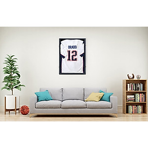 KCRasan Jersey Display Frame Case - Large Lockable Frames Shadow Box with UV Protection for Baseball Basketball Football Soccer Hockey Sport Shirt Matte Black Finish