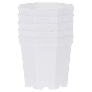 Happyyami Plant Pots 5pcs White Starting Holder Plant Shape Home Table Desktop Useful Clay Porch Simple Octagonal Decor Office Outdoor Pot Adorable Balcony and Bonsai Drainage Succulent Pots