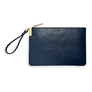 KATIE LOXTON Wonderful Mom Womens Vegan Leather Secret Message Pouch Clutch Navy Blue
