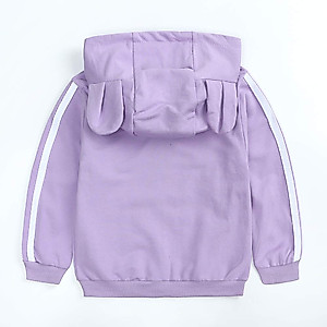 Kids Tales Baby Boys Girls Tracksuit Hooded Bear Ears Sweatsuit Outfit Set Long Sleeve Zipper Jacket + Sweatpants