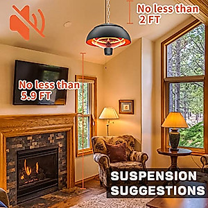 Patio Hanging Heater, Ceiling Mounted Heater, 1500W Outdoor/Indoor Waterproof Electric infrared Hanging Heater with 2 Modes Power (600W/1500W)