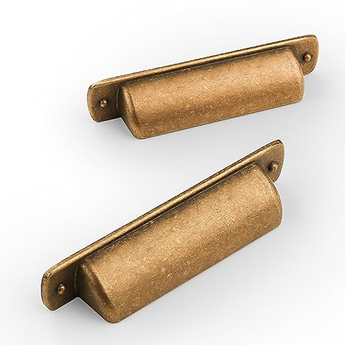 Amerdeco 10 Pack 3 Inch Hole Center Antique Brass Drawer Pulls Cabinet Cup Pulls Kitchen Hardware Cabinet Handles Drawer Handles