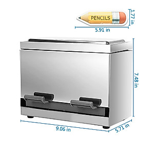 Creproly Stainless Steel Pencil Dispenser/Pen Holder for Classroom Home Restaurant for Bulk Pencils Storage/Unwrapped Drinking Straws Storage (Silver)