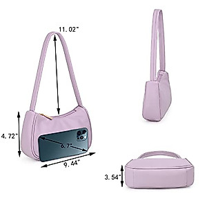 UTO Mini Purses for Women Ultra Soft Leather Vegan Lightweight Clutch Handbag Shoulder Bag Dark Purple