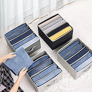 homsorout Jeans Organizer for Closet, Wardrobe Clothes Organizer with Handles, Foldable Drawer Organizers for Clothing, Closet Organizers and Storage for Clothes, Jeans, Sweater, 2 Pack, Grey