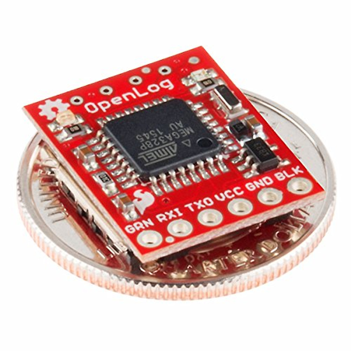 SparkFun OpenLog Open-source data logger works over a simple serial connection Supports microSD FAT16/32 cards up to 32GB Configurable baud rates up to 115200bps Preprogrammed ATmega328 and bootloader