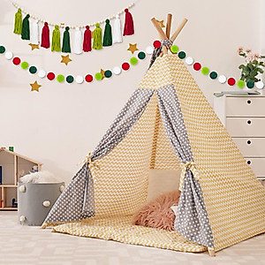 Anwyll Tassel Garlands,Christmas Tassel Garlands with Wood Beads,Tassel Wall Hanging Decor,Classroom Home Decor Pastel Tassel Garland with 2Pcs Pom Pom Balls Garlands for Christmas Holiday Party