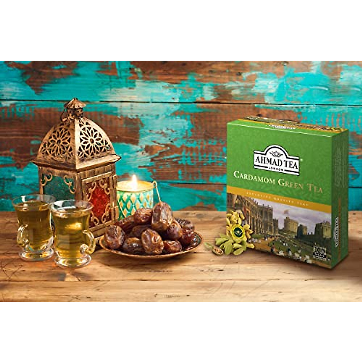 Ahmad Tea Green Tea, Cardamom Teabags, 100 ct (Pack of 1) - Caffeinated & Sugar-Free