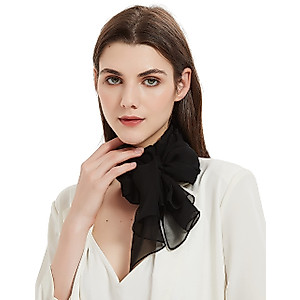 PANTONIGHT Long Chiffon Sheer Scarf For womens (065 plain black)