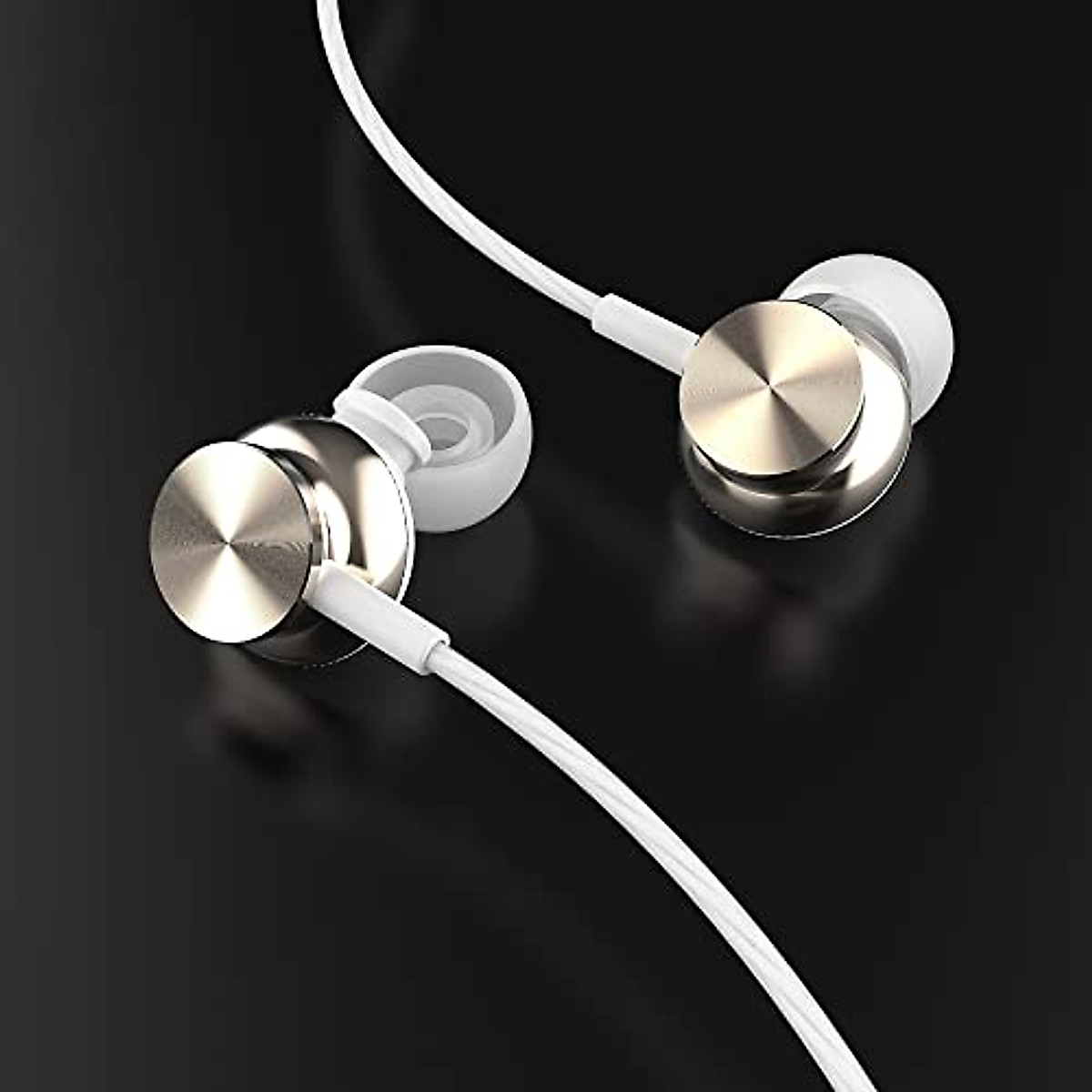 Betron BS10 Earphones Wired in Ear Earbud Headphones Strong Bass Noise Isolating Ear Buds 3.5mm Jack Tangle-Free Cord Compatible with Tablet Laptop iPhone iPad Smartphones (Gold)