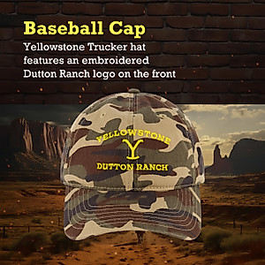 Yellowstone Baseball Hat, Adjustable Snapback Cotton Ball Cap with Curved Brim, Camo, One Size