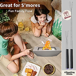 Nisorpa Tabletop Fire Pit, Small Portable Fire Pit, Indoor Outdoor Table Top Firepit, Mini Tabletop Fireplace, Indoor Tabletop Firepit, Rubbing Alcohol Fireplace Smores Maker with 4 Roasting Sticks
